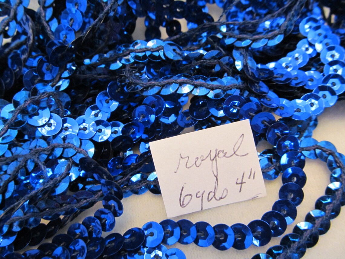 Bright Royal Blue Sequins Six Yards and Four Inchs Put on | Etsy