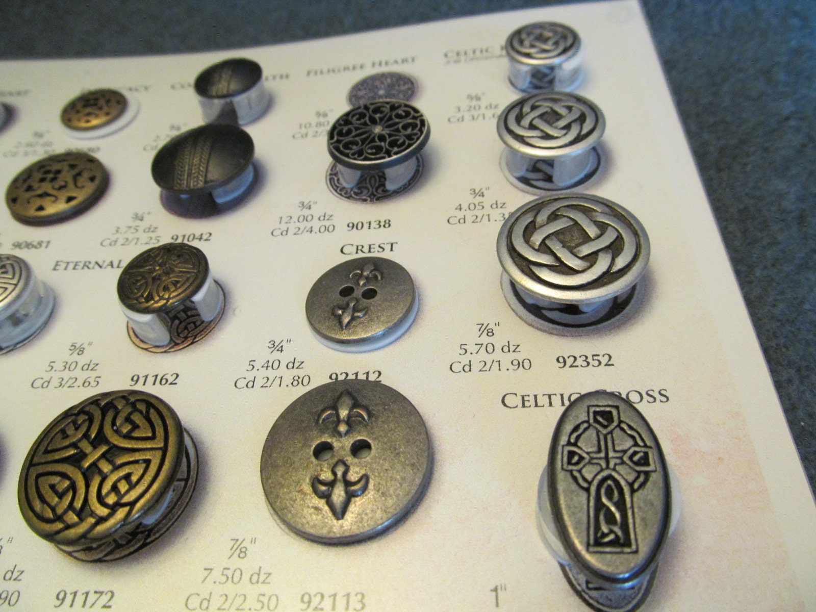 Salesman Sampler Button Card, Unique Buttons, Most Are Shank Style ...
