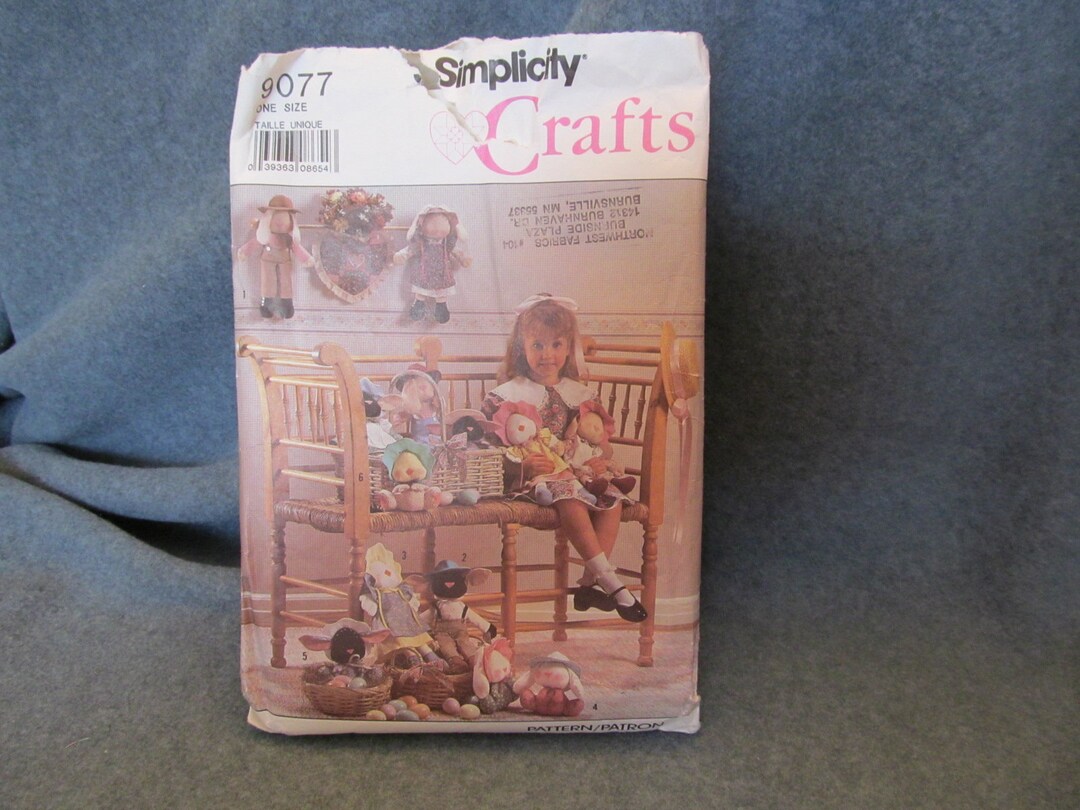 Simplicity Pattern Number 9077, Vintage Pattern for Bunny, Lamb and ...