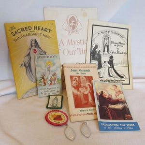 Ten Collectible Religious Items, Two Metals, Several Booklets and Cards ...