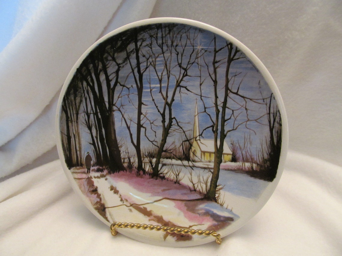 Country Winter Scene Decorative Plate Home Decor Plate - Etsy