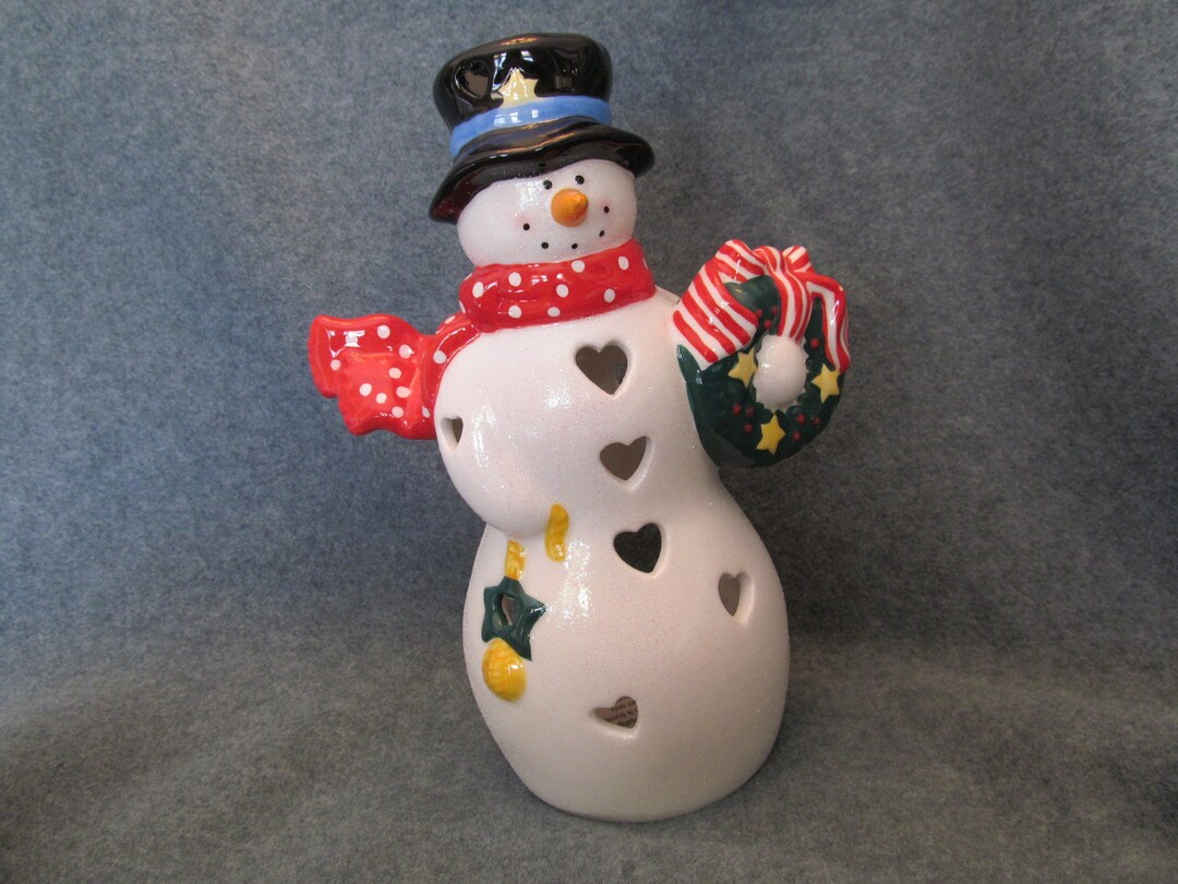Vintage Hallmark Snowman Votive Holder, Shiny Ceramic Snowman for Your ...