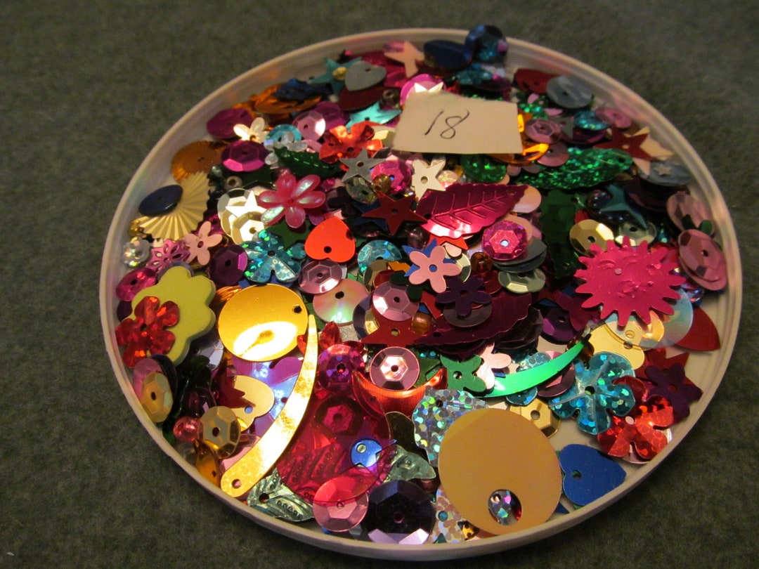 Two Heaping Tablespoons of Mixed Sequins, Different Shapes and Sizes ...