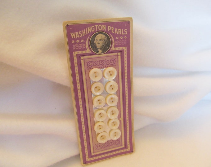 Washington Pearls Buttons, 12 Vintage 3/8'' Pearl Buttons, Collectible ...