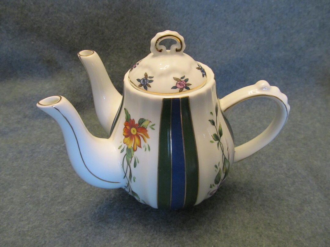 Doubled Spouted Tea Pot, Unique Tea Pot, Double Spouted Tea Pot, Stripe ...