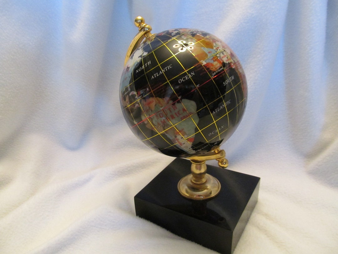 Beautiful Black Onyx Gemstone Globe, Spinning Onyx Globe, Pretty Globe ...