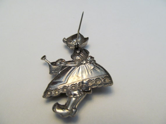 Metal Pin, Dutch Girl with Sprinkling Can Brooch, Uni… - Gem