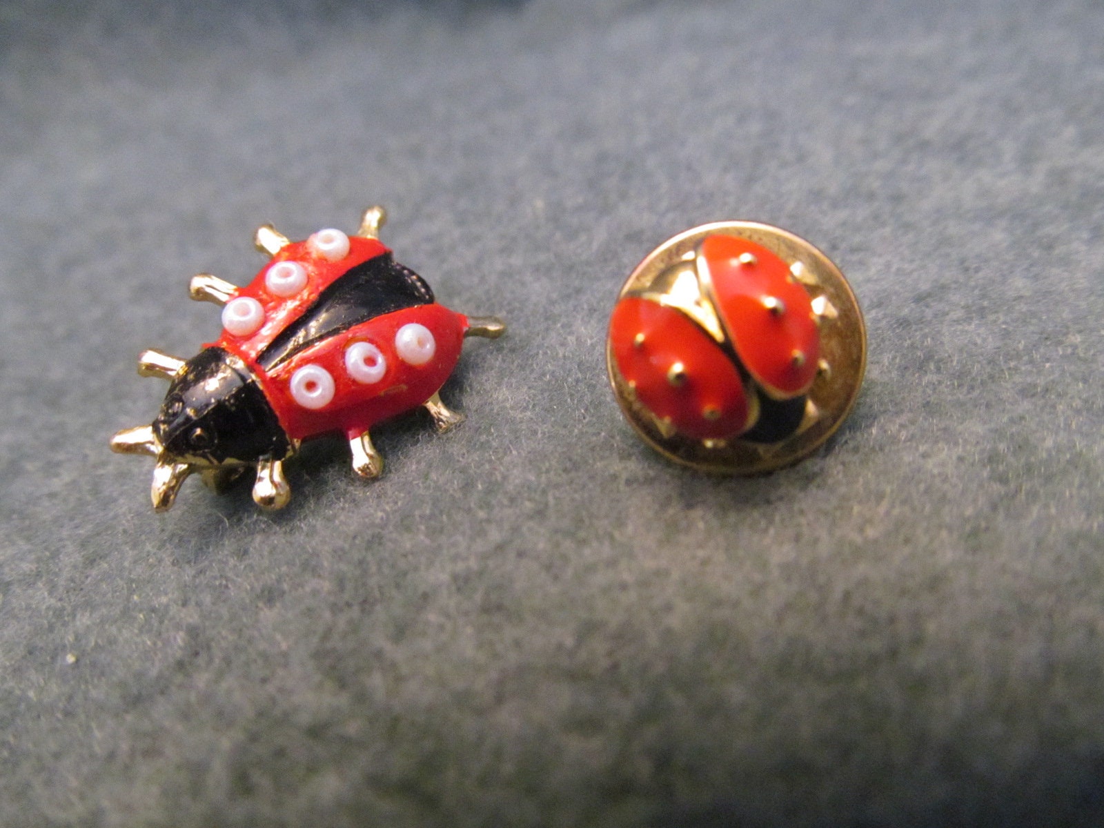 Two Lady Bug Pins One Push Pin and One Regular Pin Nice - Etsy