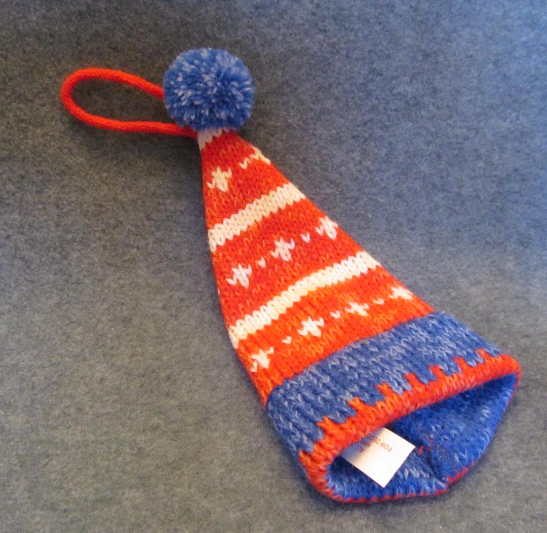 Heathery Red, Blue and White Stocking Cap Ornament, Hat for Hand Made ...