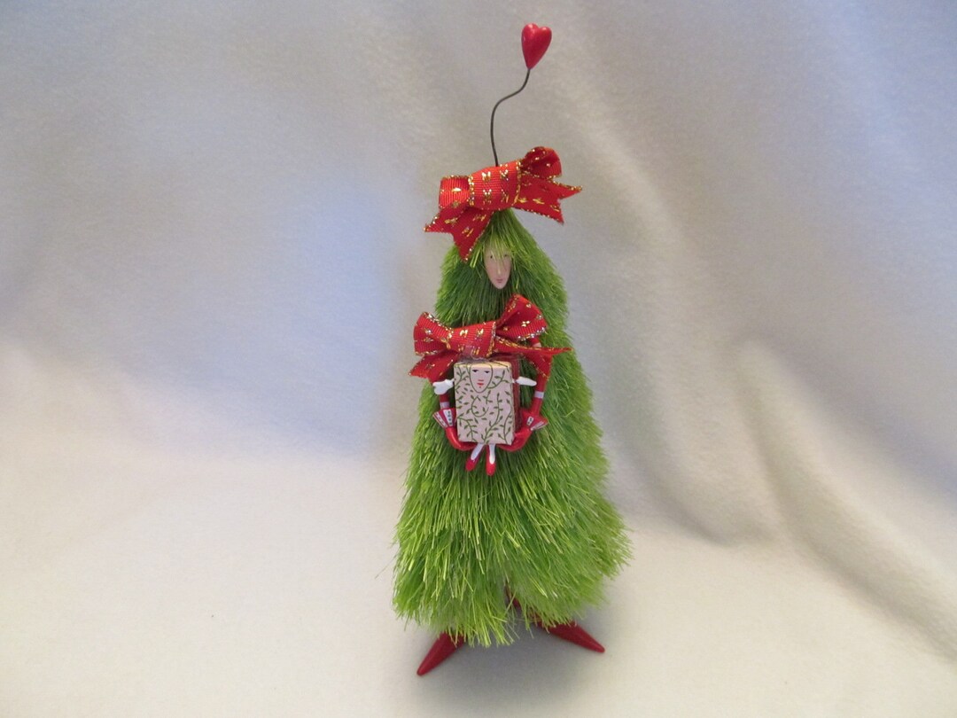 Green Sisal Tree With Somber Face, Arms, and Red Shoed Feet, Holiday ...