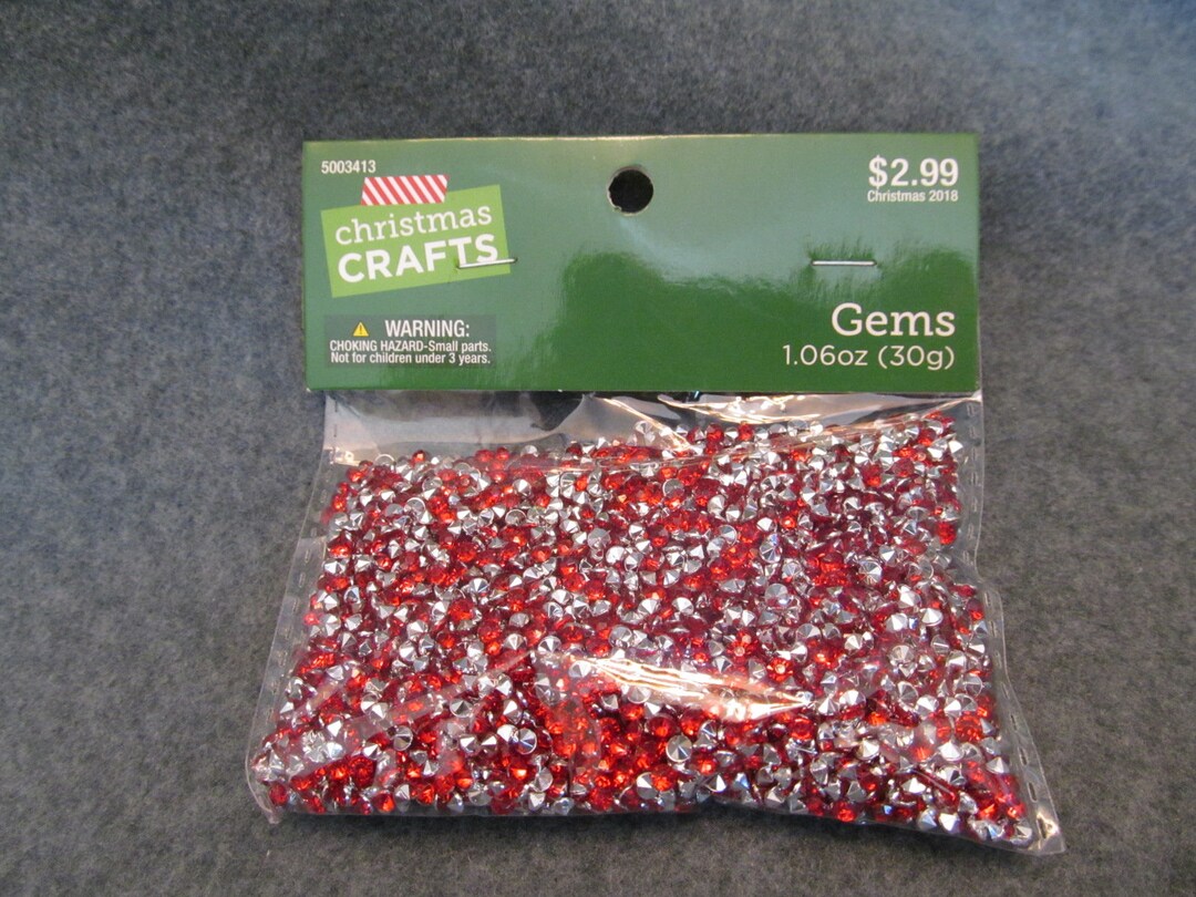 Red and Silver Craft Gems, 30 Grams of Crafting Gems, Holiday Crafting ...