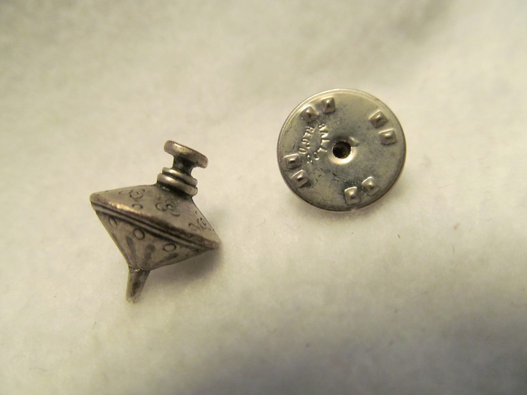 Pewter Looking Spinning Top Push Pin, Pin for Coats, Jacket Lapels ...