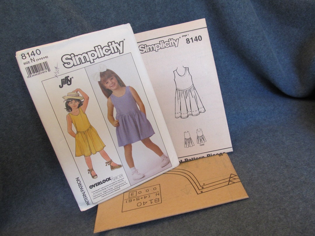 Simplicity # 8140, Cute Little Sun Dress for Young Girls, Sizes 4-5-6, Uncut Pattern for Girls ...