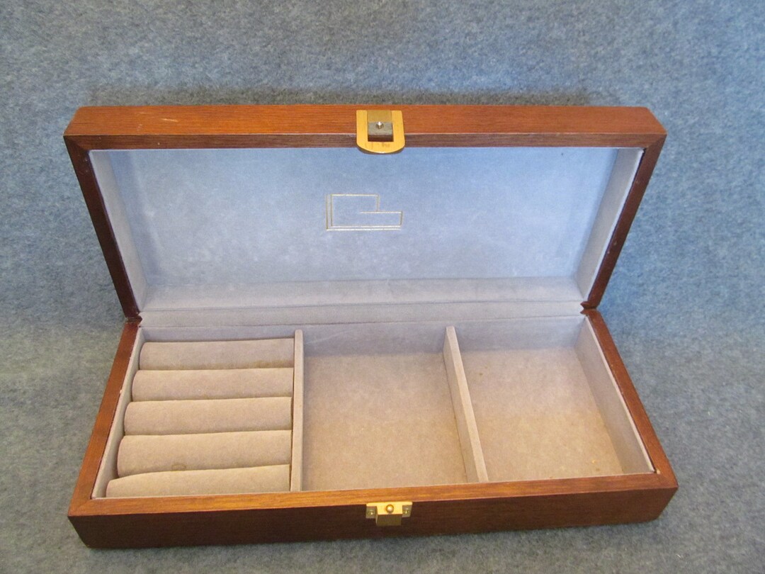 Reduced***wooden Vintage Jewelry Box, Three Divided Sections, One for ...