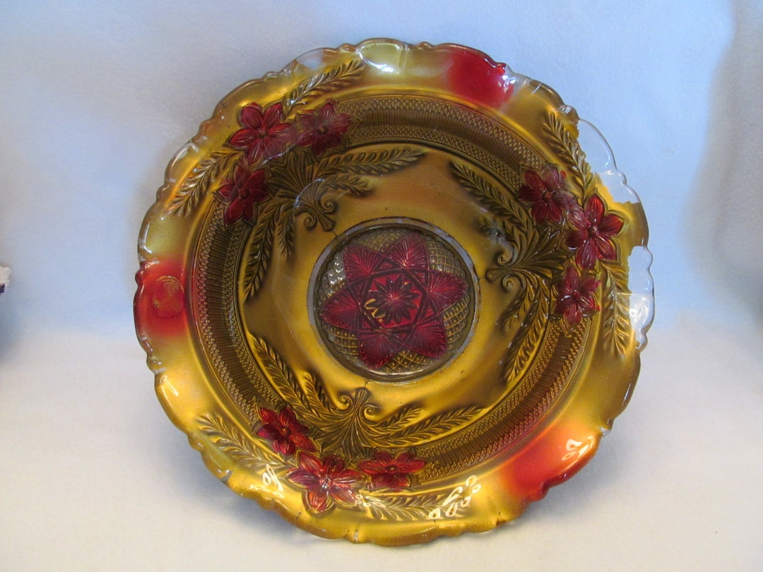 One Hundred Year Old Goofus Glass Bowl, Antique Glass Bowl, Collectible ...