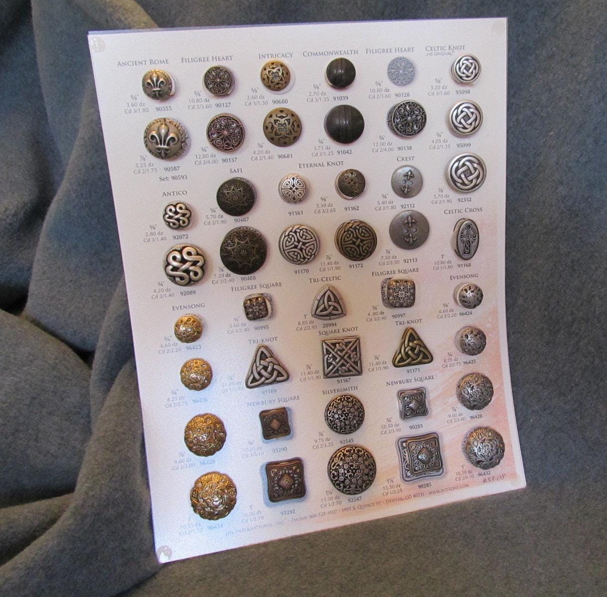 Salesman Sampler Button Card, Unique Buttons, Most Are Shank Style ...