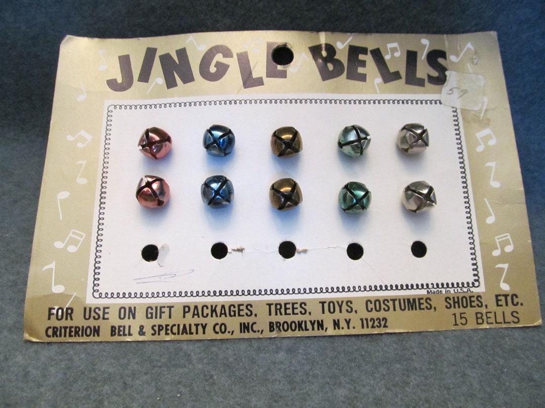 Card of Vintage Jingle Bells, 10 Bells - Two Each of Silver, Green ...