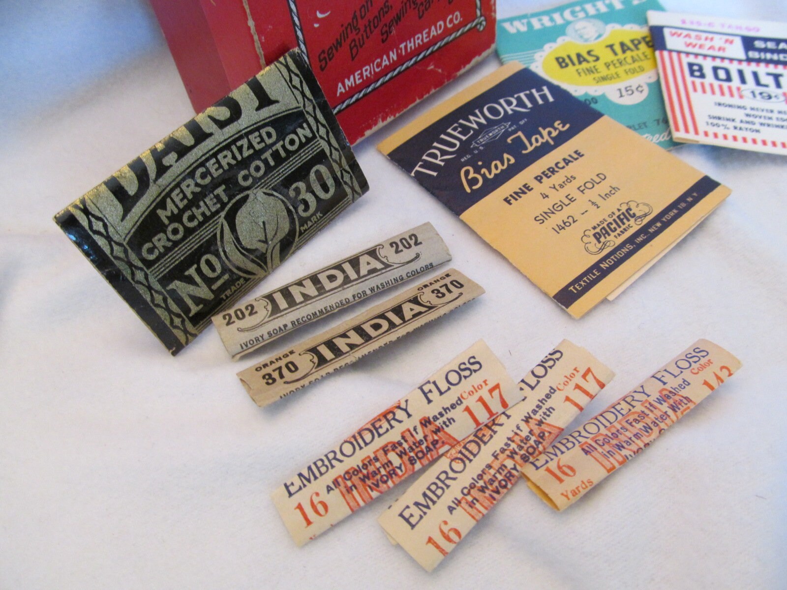 Aunt Lydias Thread Box With Labels, Vintage Red Aunt Lydias Carpet ...