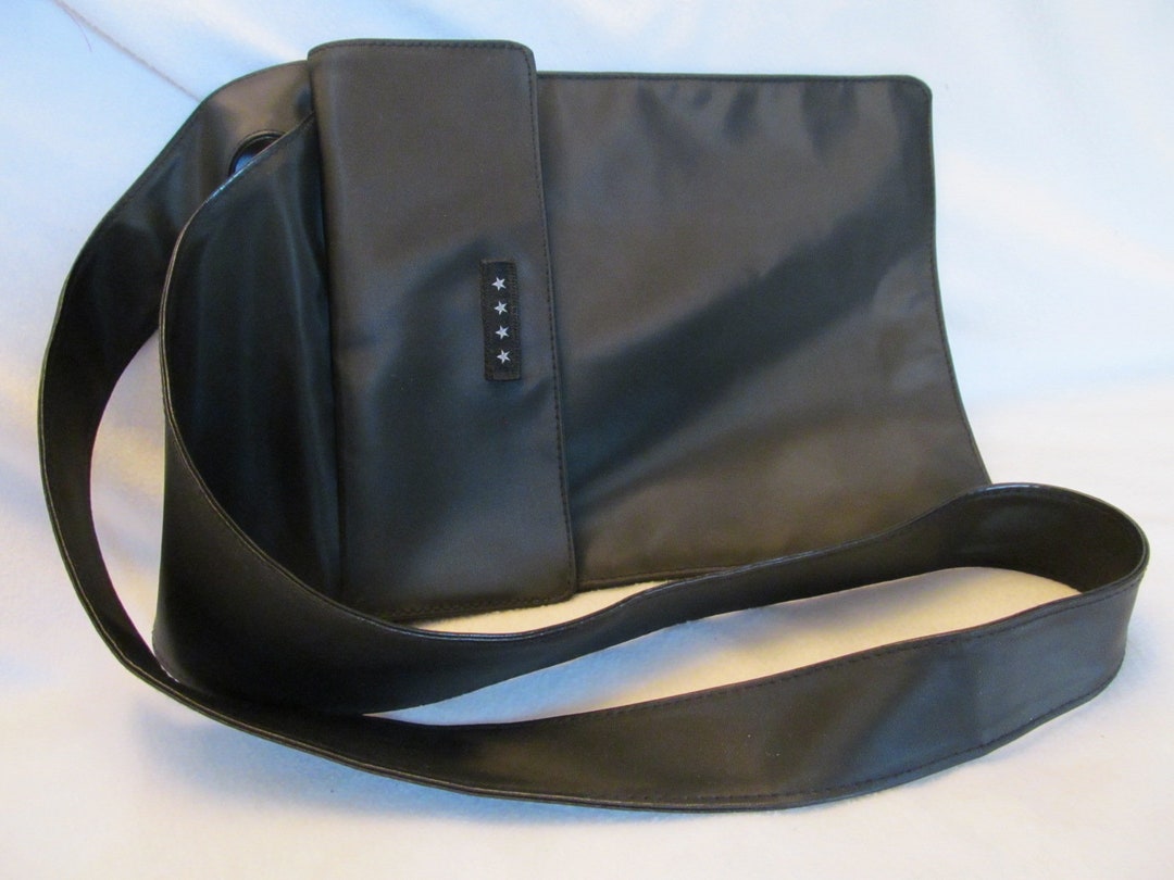Over the Shoulder Purse, Flat Black Nylon Over the Shoulder Style Purse ...