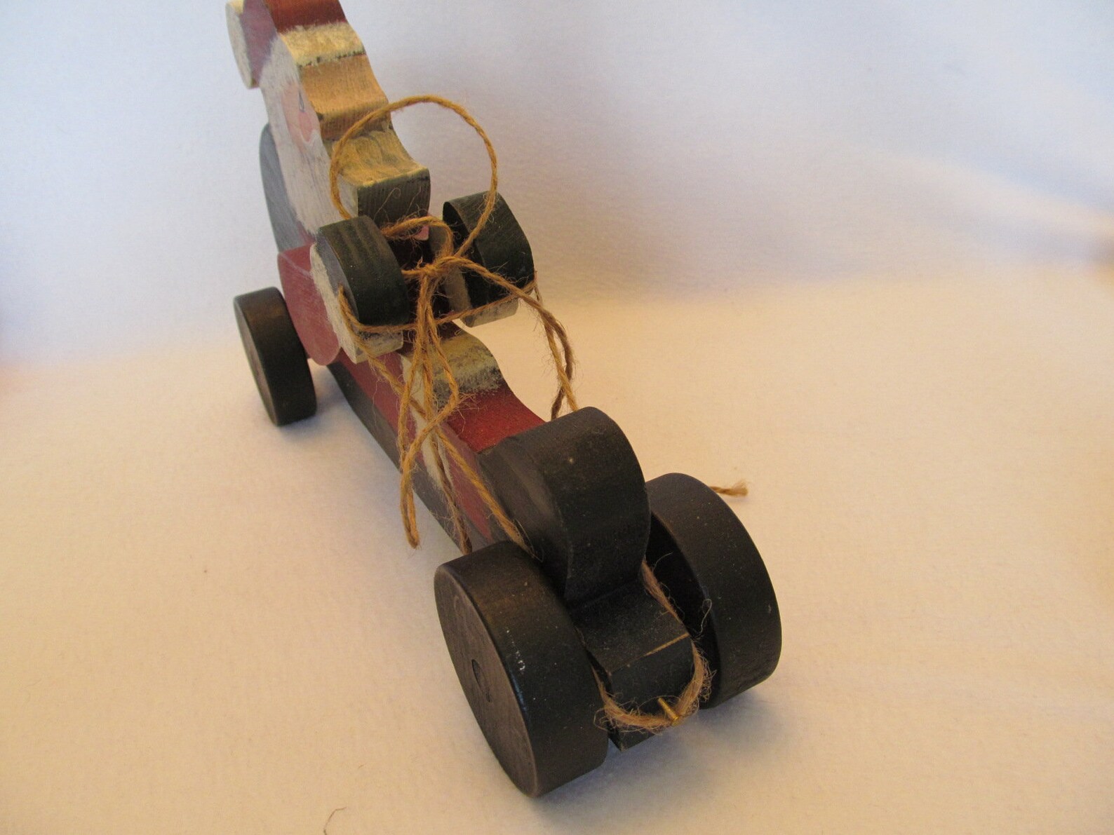 Painted Wood Santa on Cart With Moving Wheels, Christmas Home ...