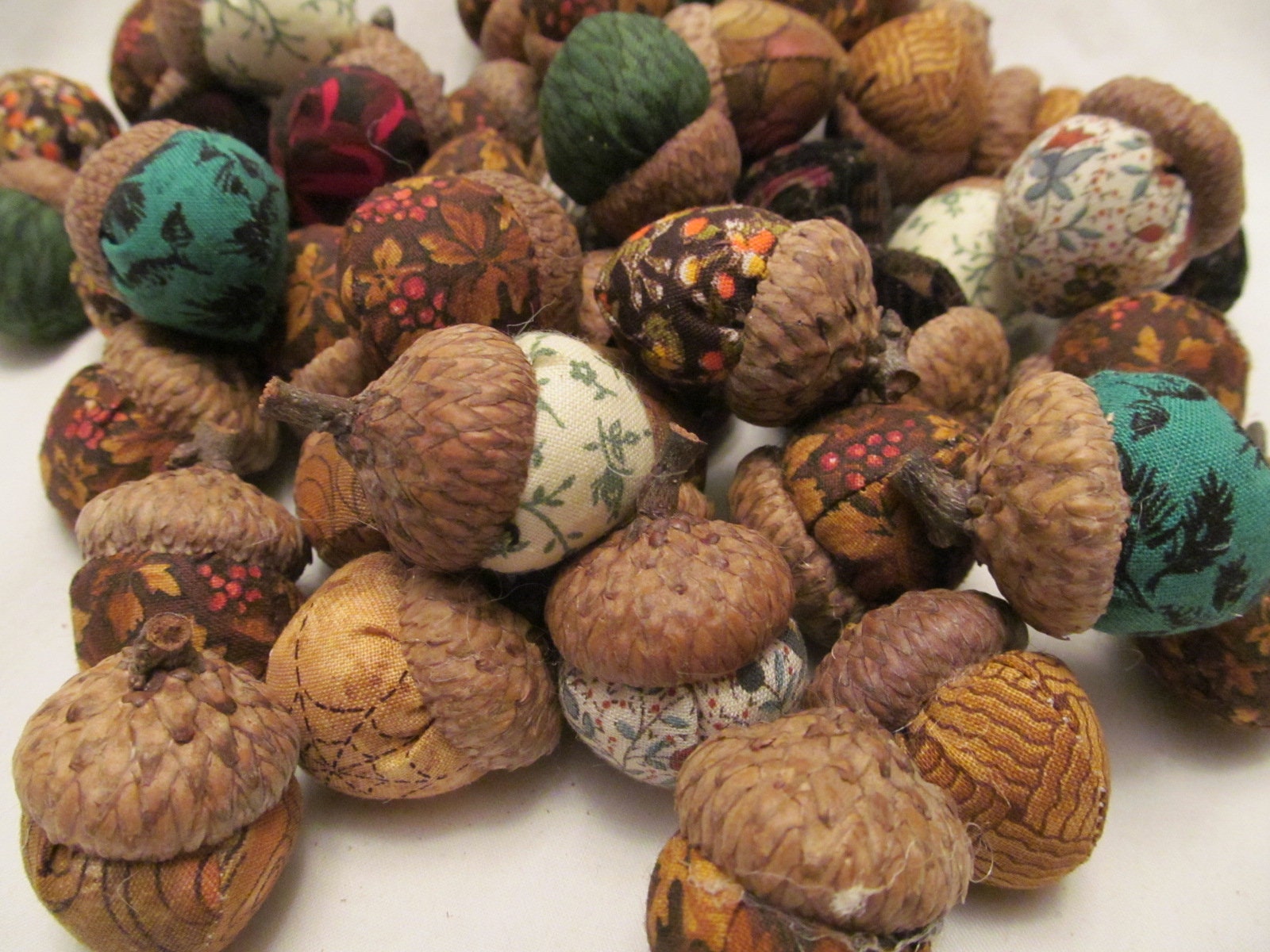 Real Acorn Caps with Fabric AcornsOne Package for 10.00 | Etsy