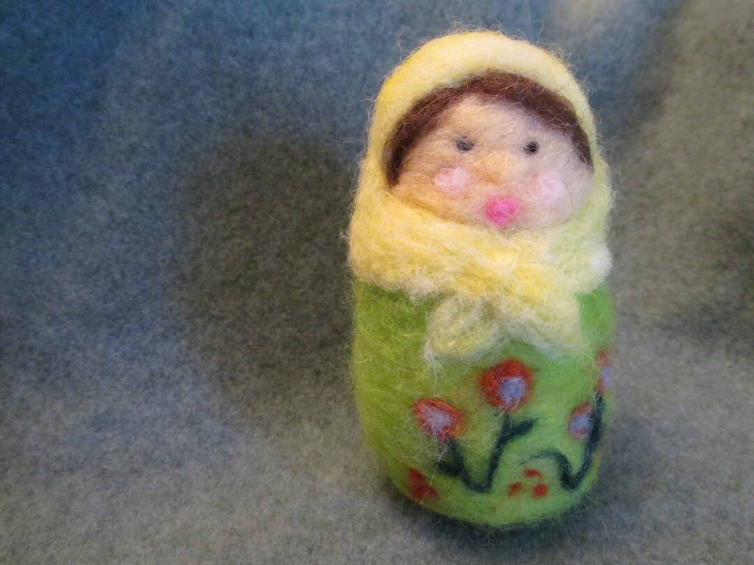 Babushka All Wool Doll, Collectible Hand Made From Wool Doll, Cute ...