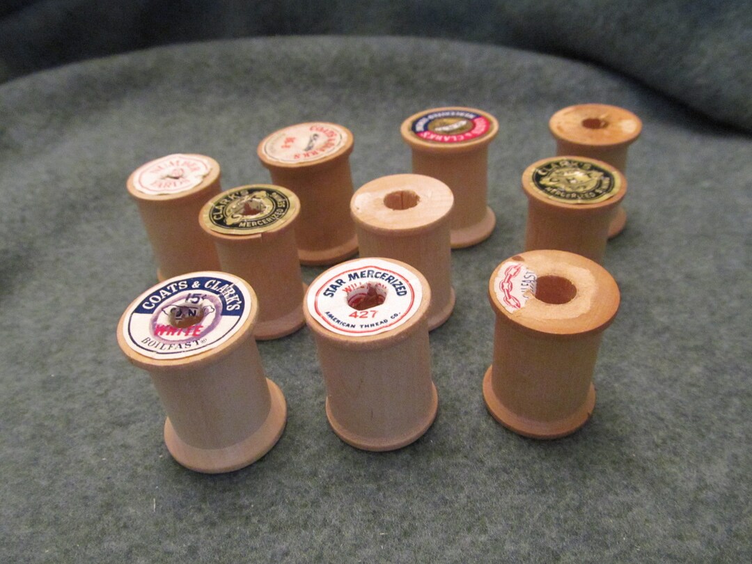 Ten Wood Spools to Collect, Vintage Wooden Spools, Several Different ...