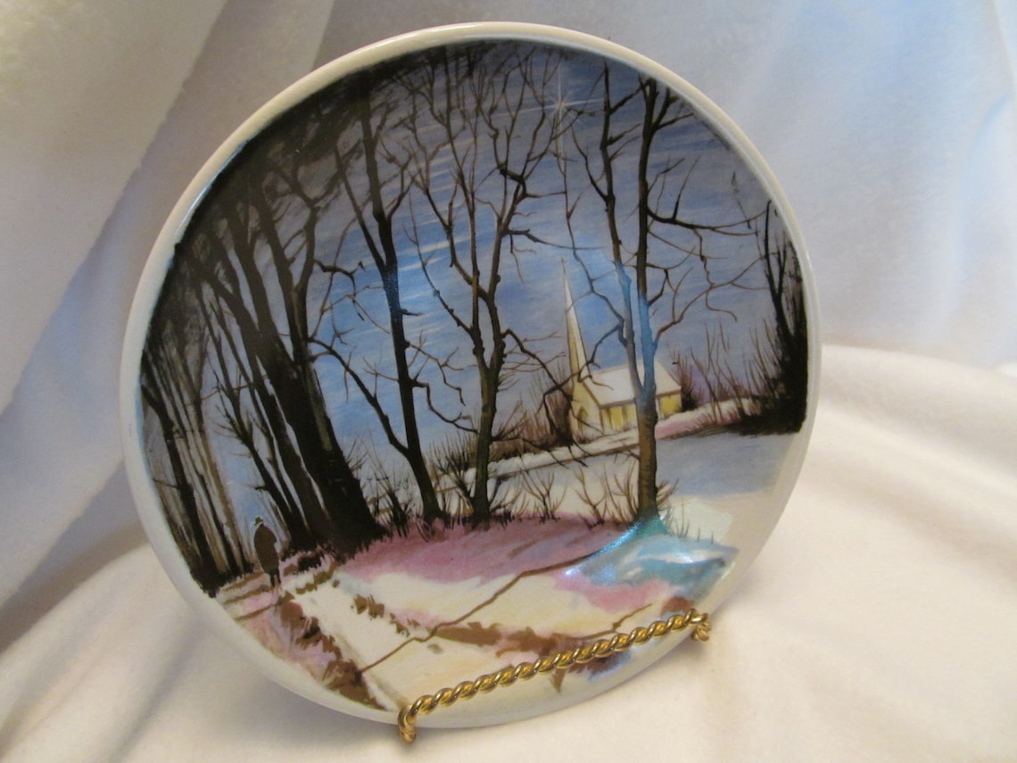 Country Winter Scene Decorative Plate Home Decor Plate - Etsy