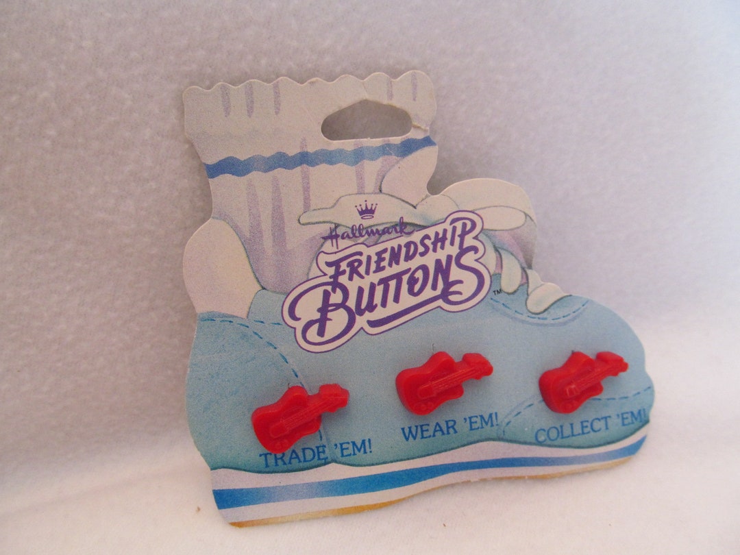Vintage Hallmark Friendship Buttons, Red Rocking Guitars, Collectible ...