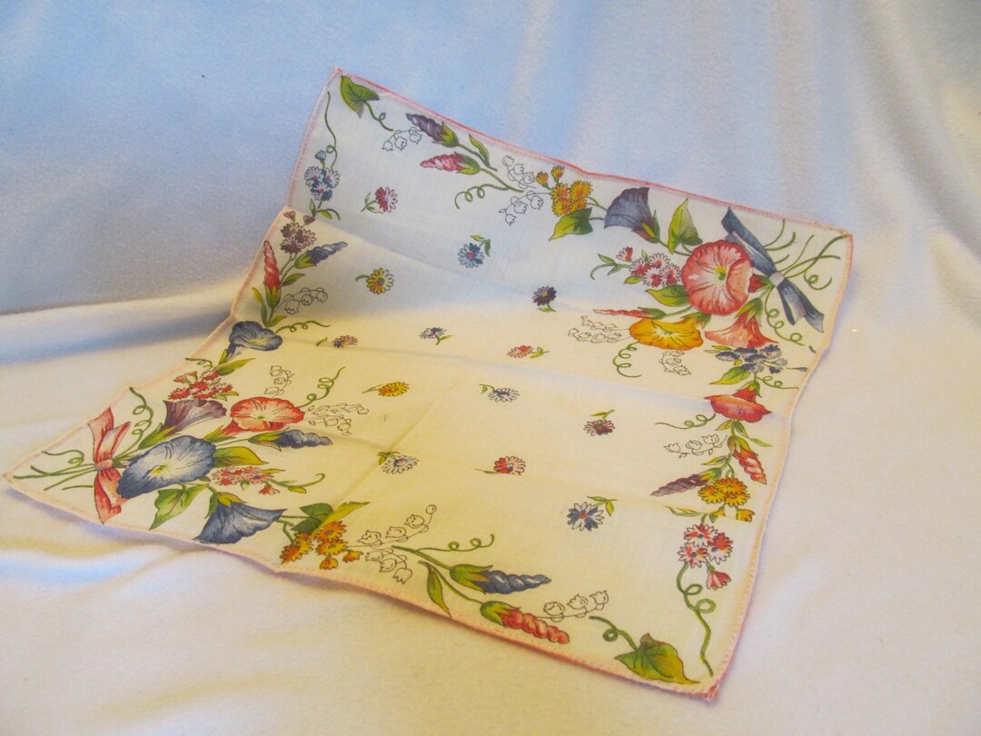 Pastel Floral Vintage Collectible Hanky, Lovely Soft Colored Vintage ...