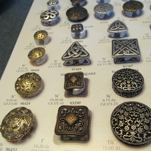 Salesman Sampler Button Card, Unique Buttons, Most Are Shank Style ...