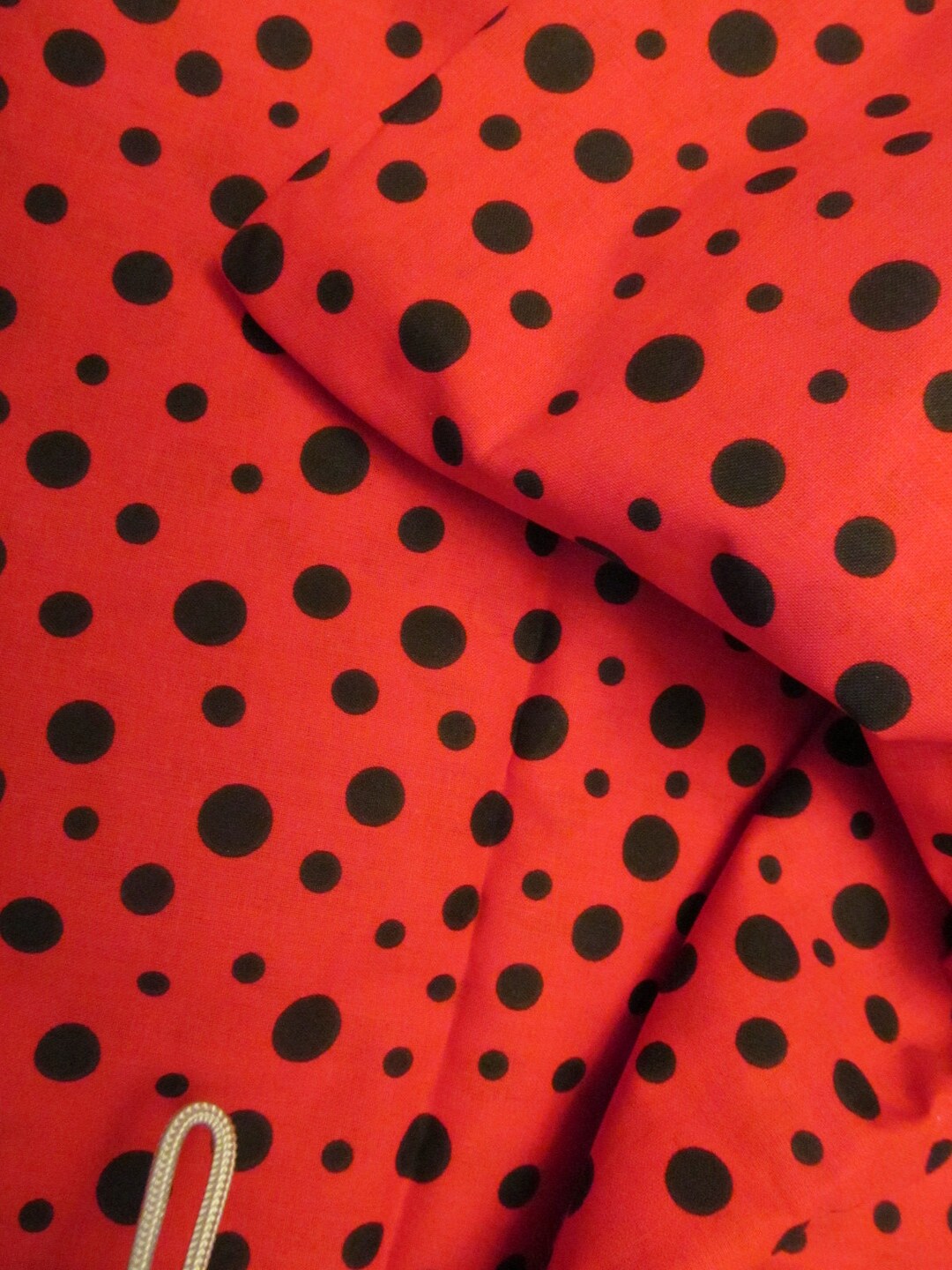 Black Dots on Bright Red Background, Slightly Stiffer Fabric, Unwashed ...