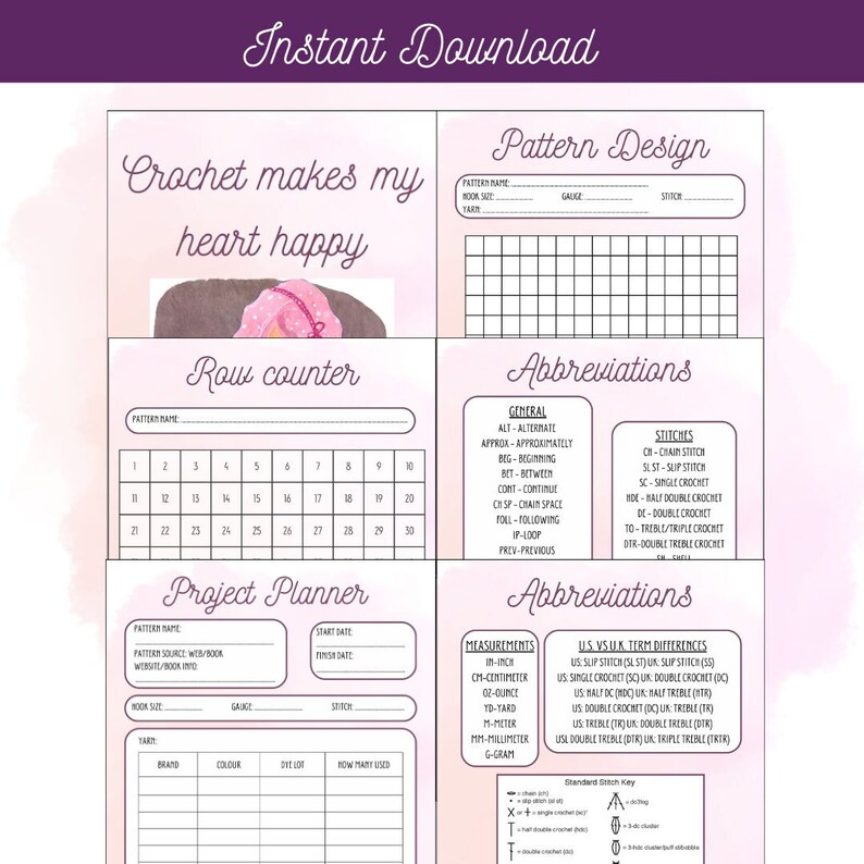 Printable Crochet Journal / Downloadable Crochet Planner / Crochet ...