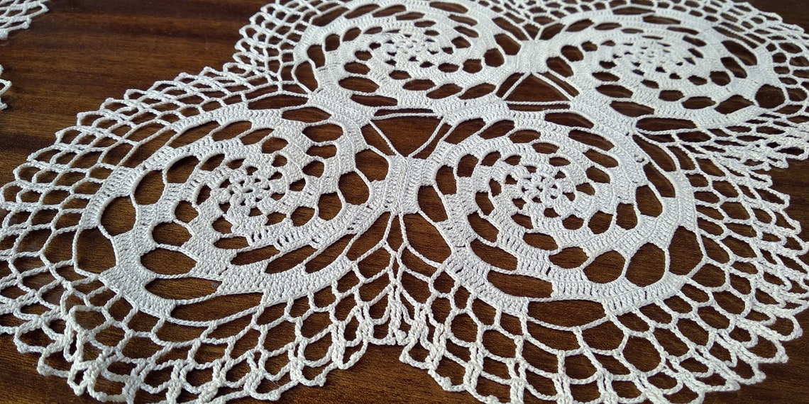 Set of 2 Vintage Handmade Crochet Ellipse Laces Unique - Etsy