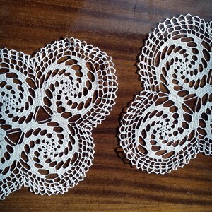 Set of 2 Vintage Handmade Crochet Ellipse Laces, Unique Bulgarian Hand ...