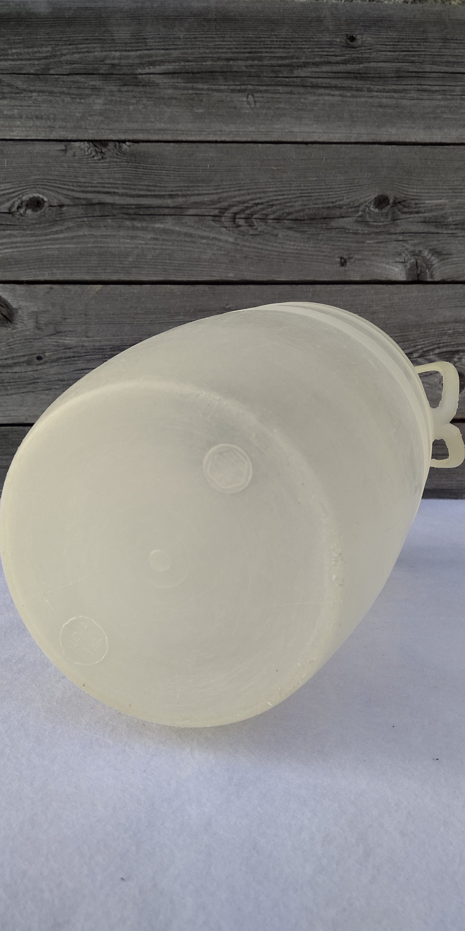 Vintage Plastic Container With Handles, Old White Plastic Jar Holder ...