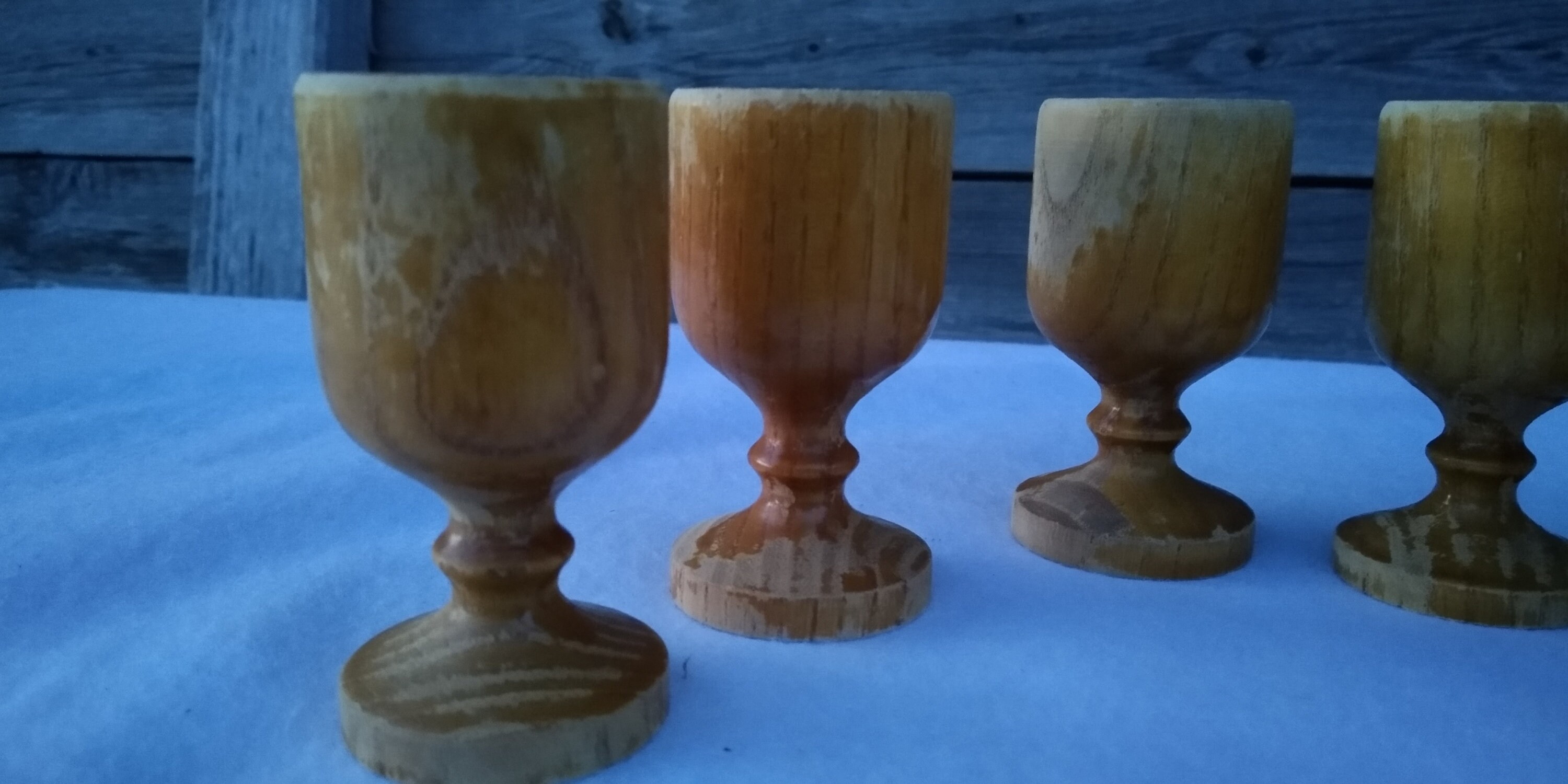 Set of 6 Vintage Wooden Small Goblets Old Wooden Shot | Etsy