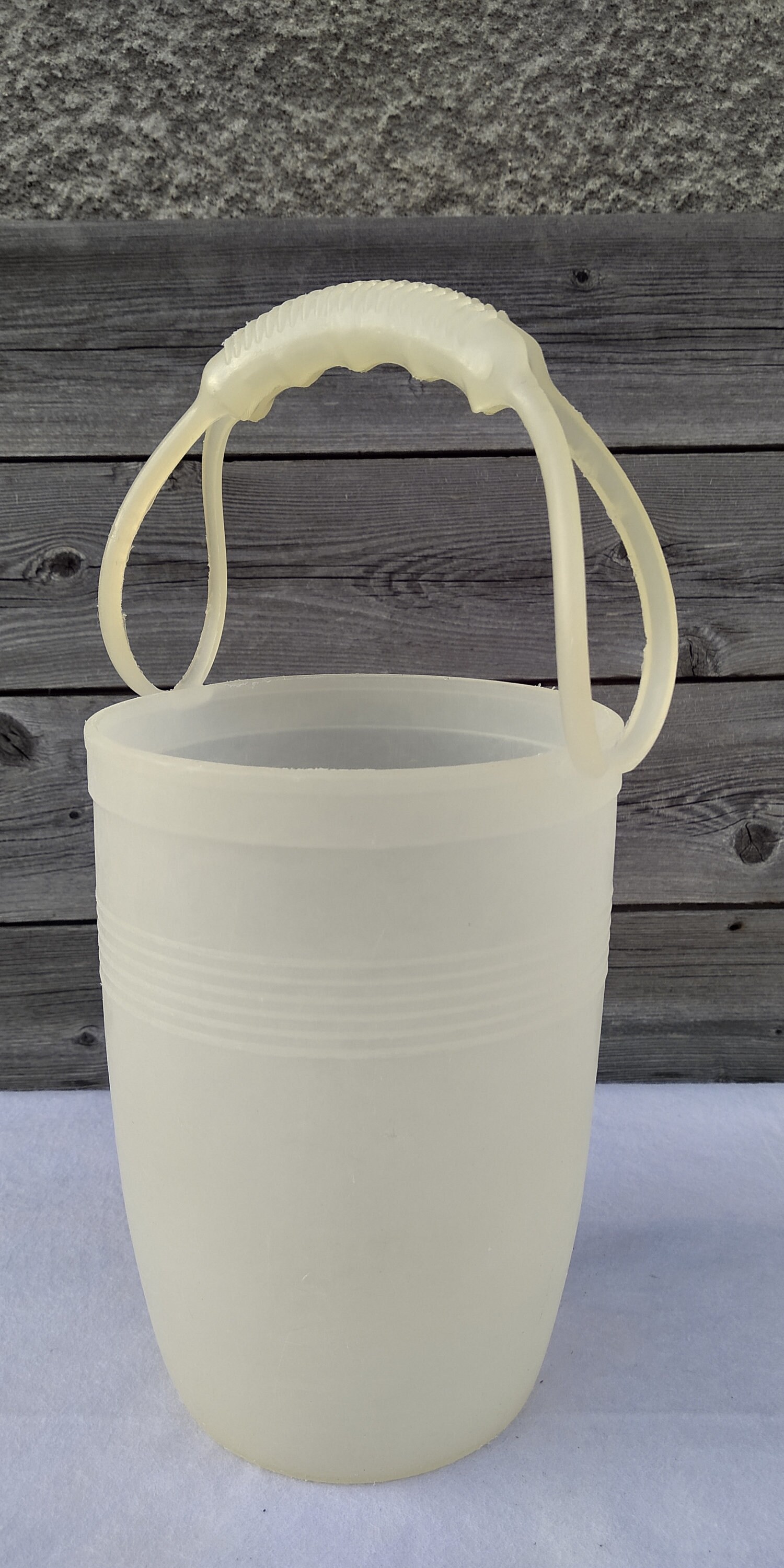 Vintage Plastic Container With Handles, Old White Plastic Jar Holder ...