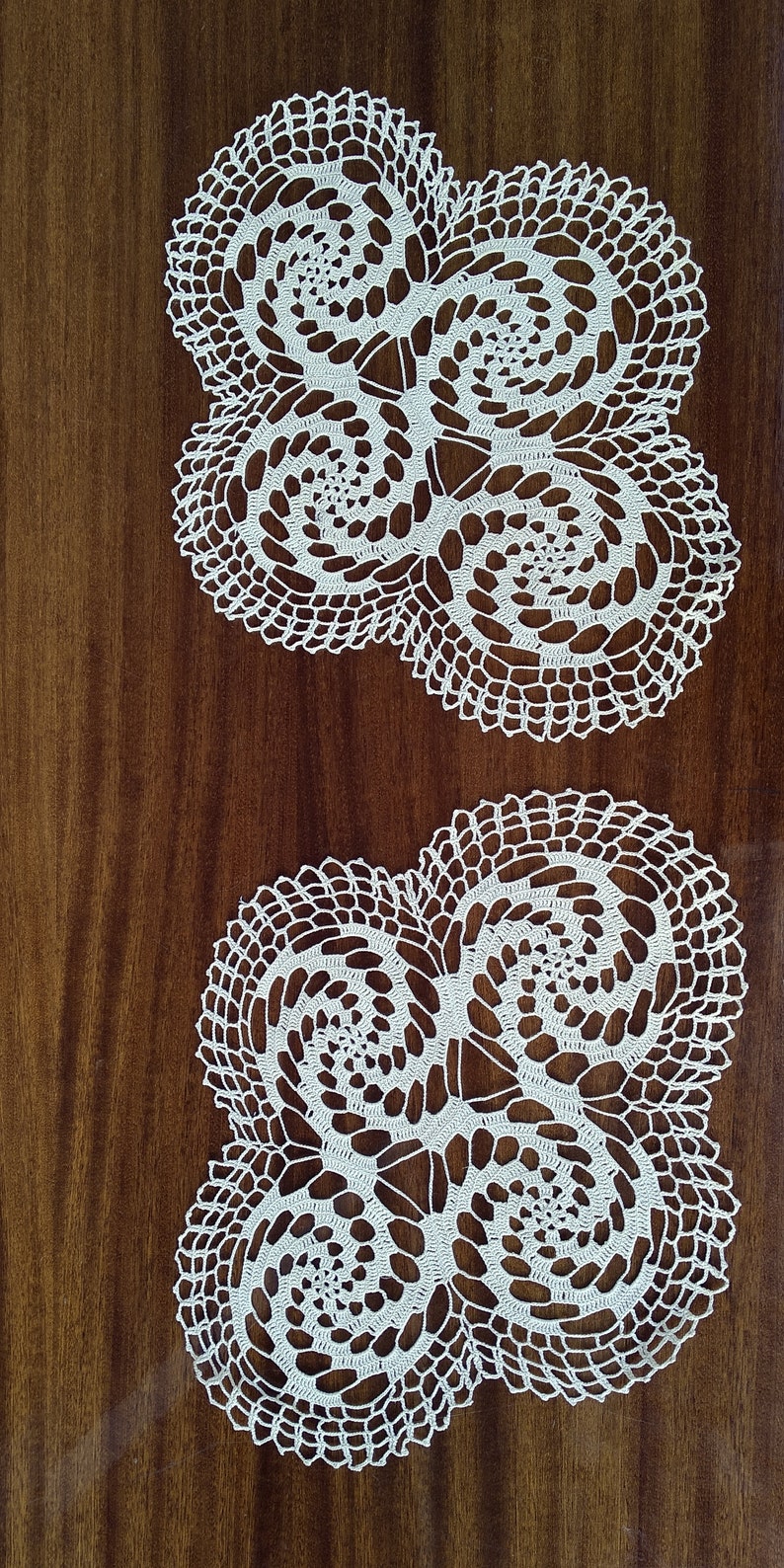 Set of 2 Vintage Handmade Crochet Ellipse Laces Unique - Etsy
