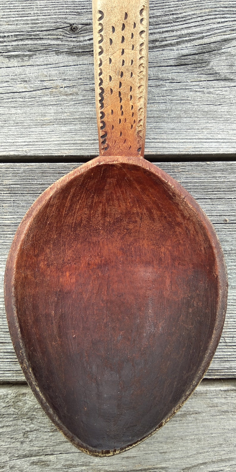 Vintage Hand Carved Spoon, Antique Wood Spoon, Primitive Kitchen Decor ...
