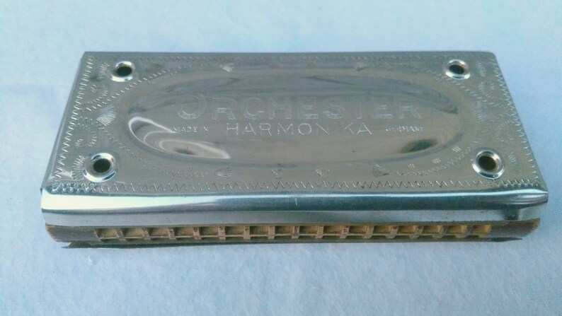 Vintage German Harmonica ORCHESTER Old Brass Musical - Etsy