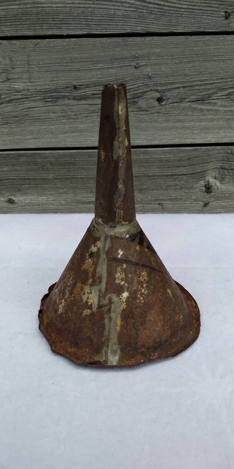 Vintage Metal Funnel, Antique Primitive Handmade Tin Funnel, Primitive ...
