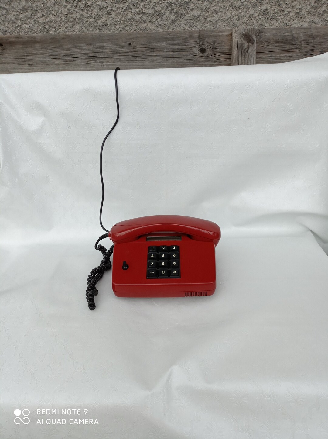 Vintage Red Dial Phone With Key, Old Desk Button Telephone, German ...