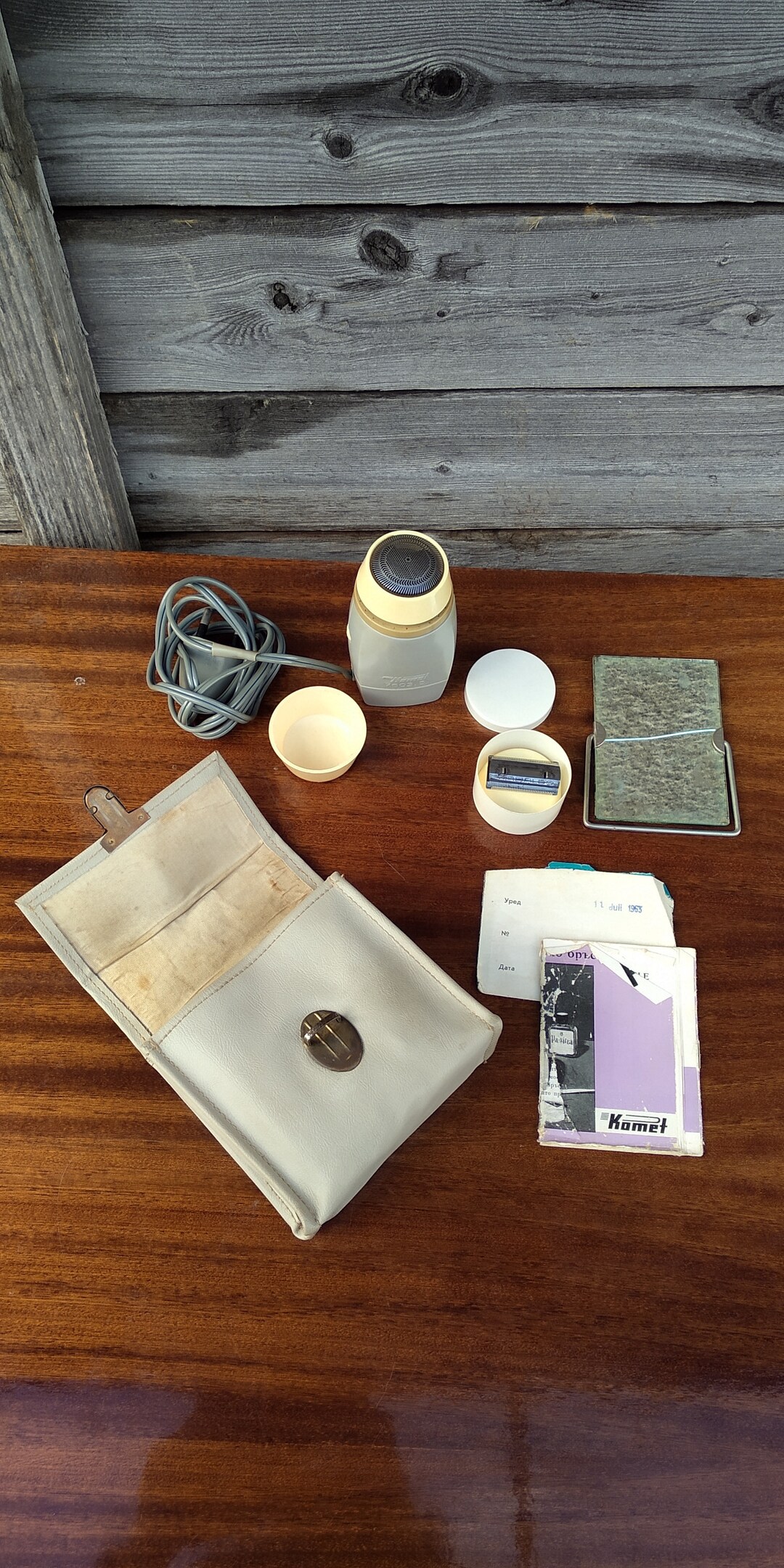 Rare Vintage Working Electric Shaver KOMET in Leather Case, Additional ...