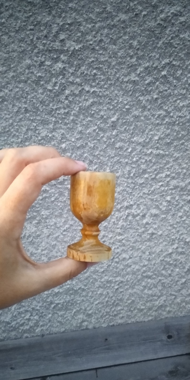 Set of 6 Vintage Wooden Small Goblets, Old Wooden Shot Glasses, Retro ...