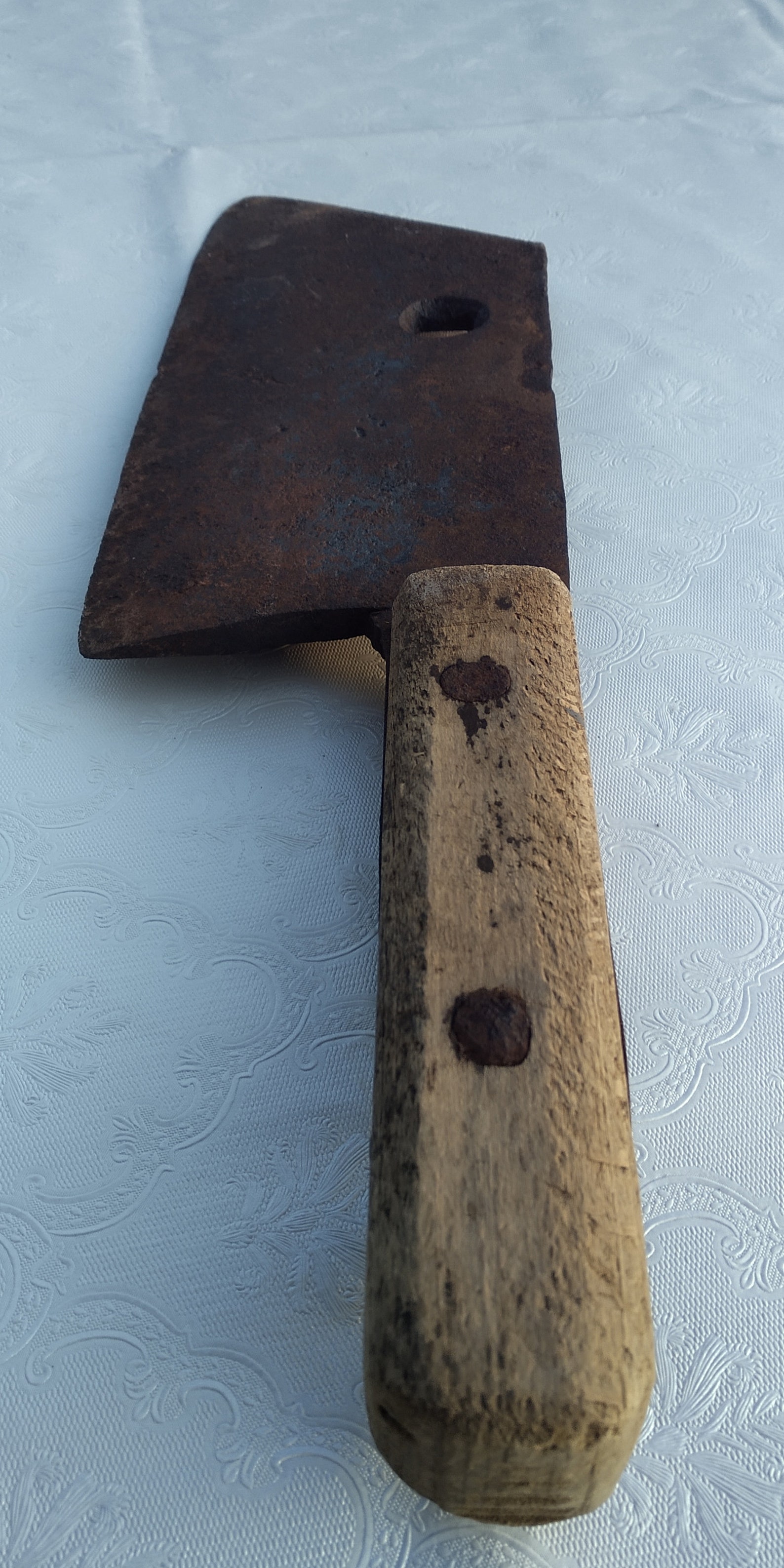 Vintage Cleaver Knife, Old Rusty Butcher Knife, Primitive Meat Chopper ...