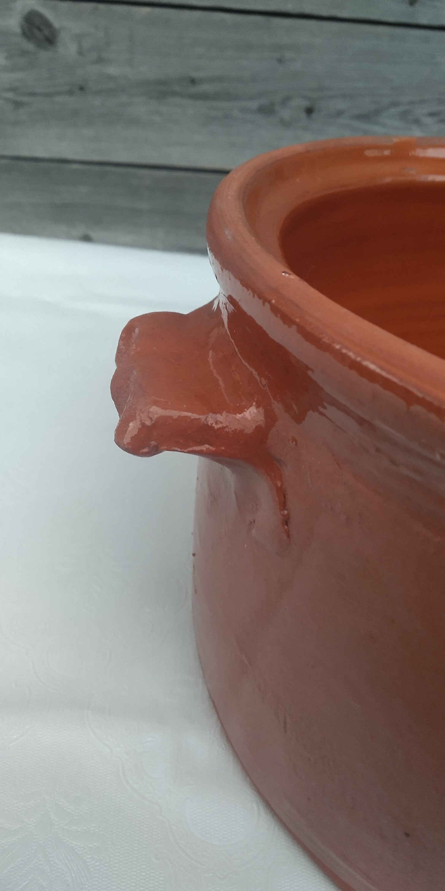 Vintage Ceramic Cooking Pot with Wavy HandlesOld Handmade | Etsy