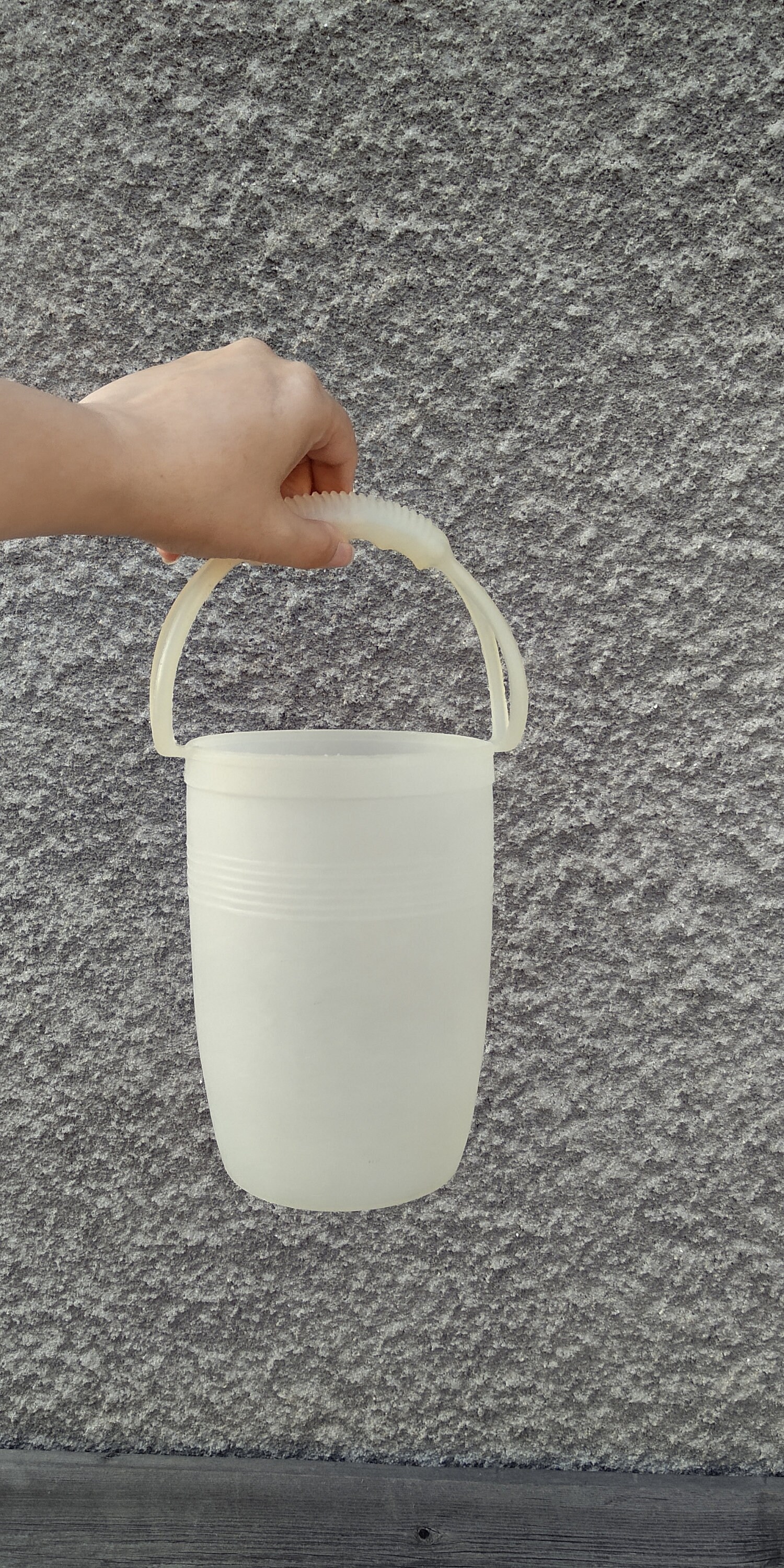 Vintage Plastic Container With Handles, Old White Plastic Jar Holder ...