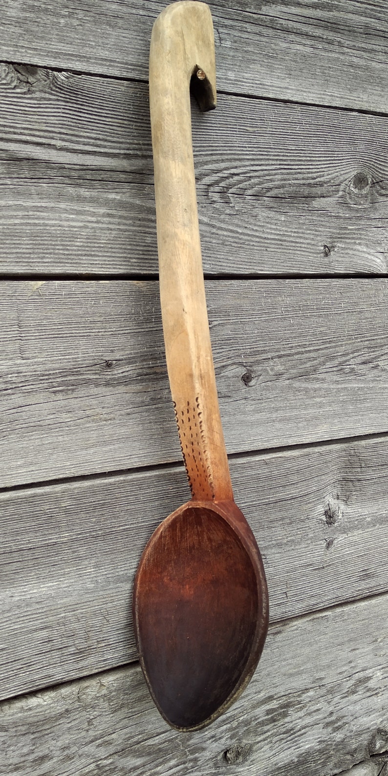 Vintage Hand Carved Spoon, Antique Wood Spoon, Primitive Kitchen Decor ...