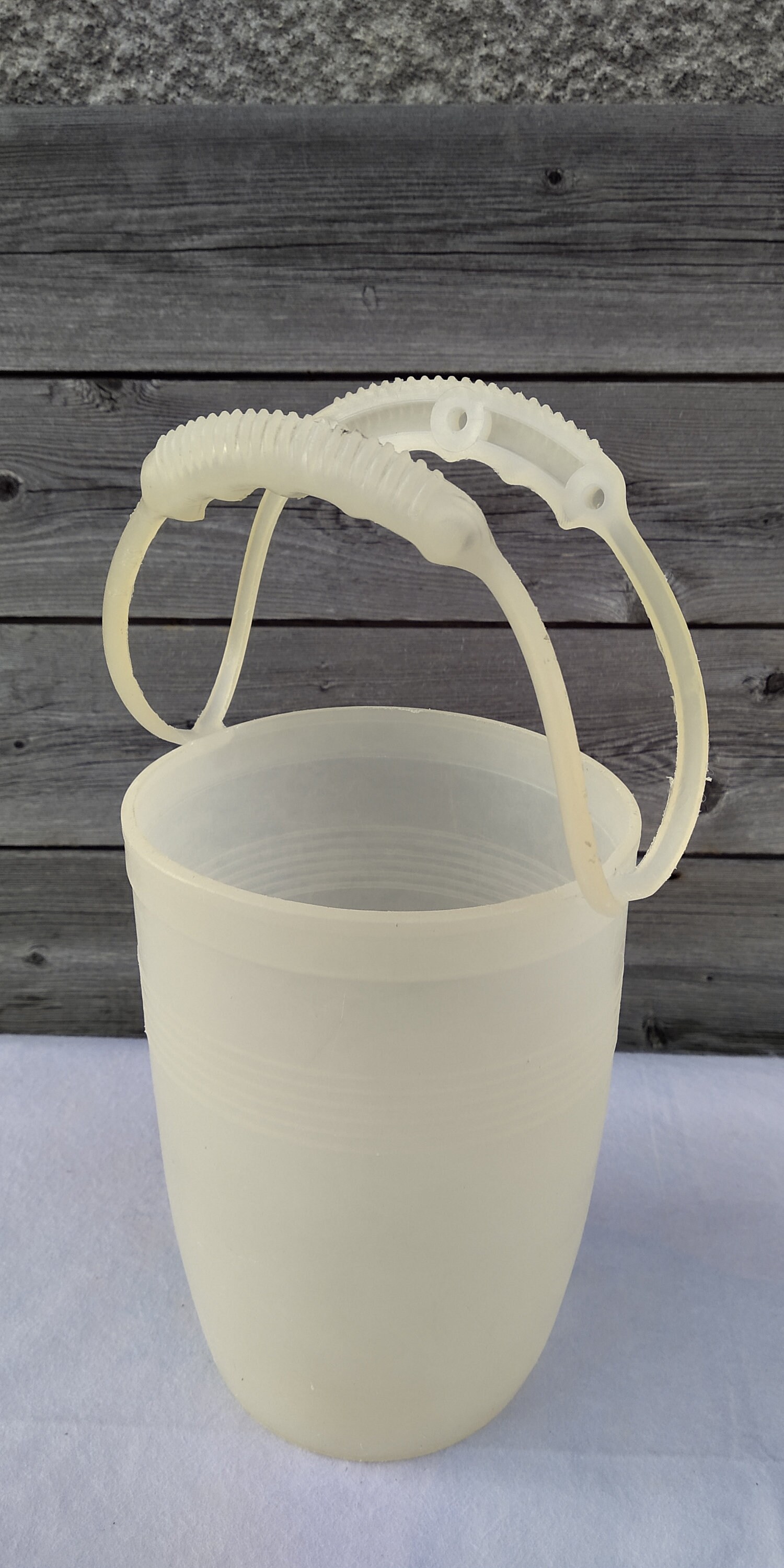 Vintage Plastic Container With Handles, Old White Plastic Jar Holder ...
